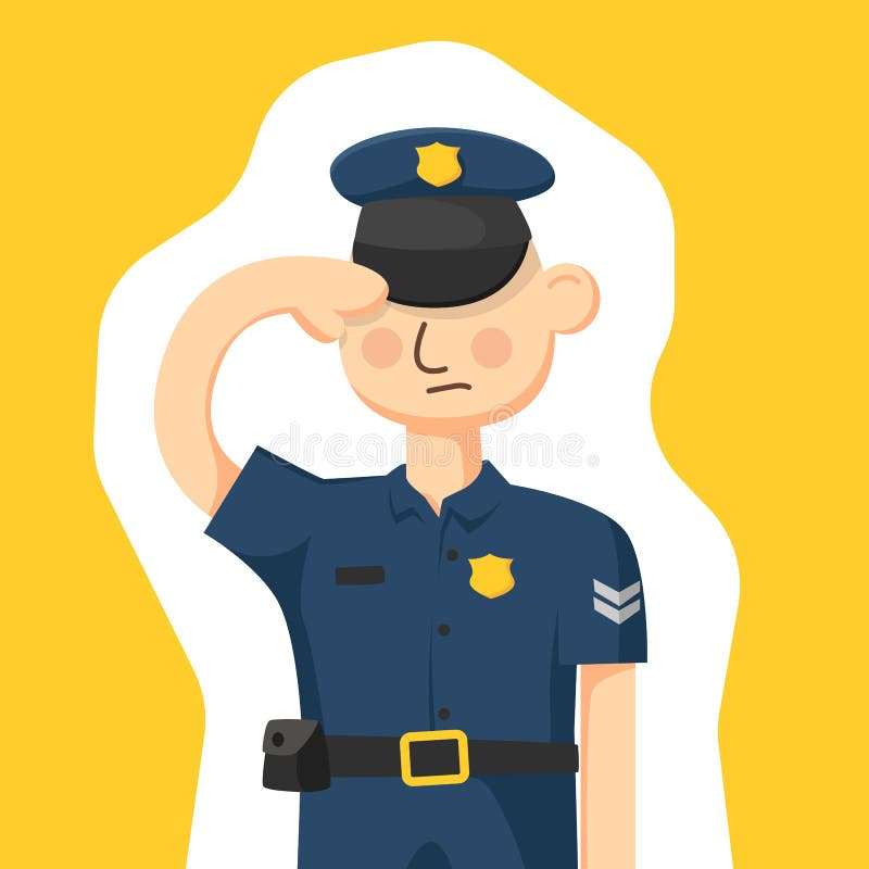 Colorful Simple Flat Vector of Saluting Policeman Stock Vector ...