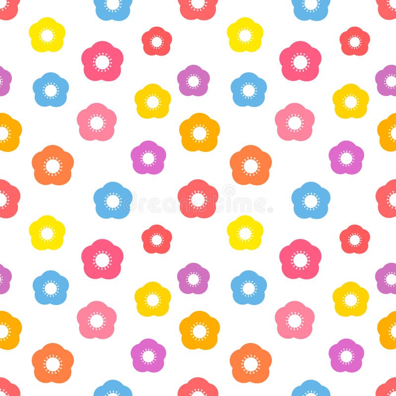 Colorful Simple Flowers Pattern Stock Vector - Illustration of paper ...