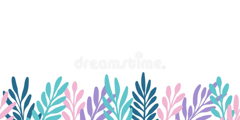 Colorful Simple Leaf Border, Seamless Repeating Vector Banner with ...