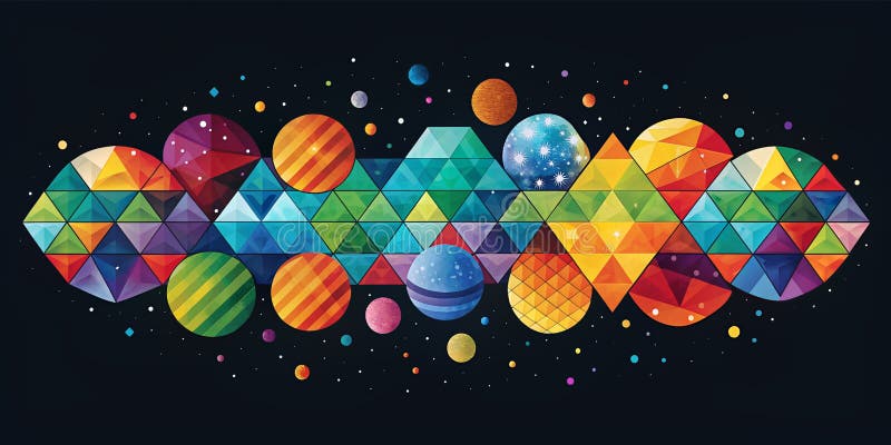 Colorful Simple Multicolored Geometric Outer Space Generative AI Stock ...