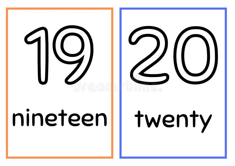 Colorful Simple Numbers 1 - 20 with Words Flashcards - 10 Stock ...
