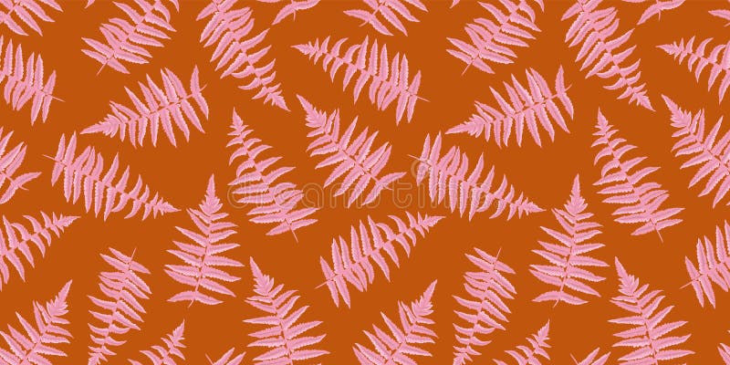 Colorful Simple Shape Branches Leaves Fern Seamless Pattern. Vector ...