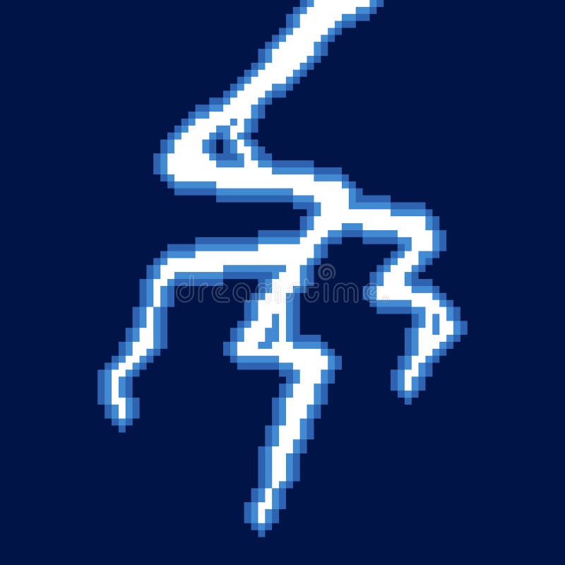 Simple Vector Flat Pixel Art Illustration of Cartoon Thunder Lightning ...
