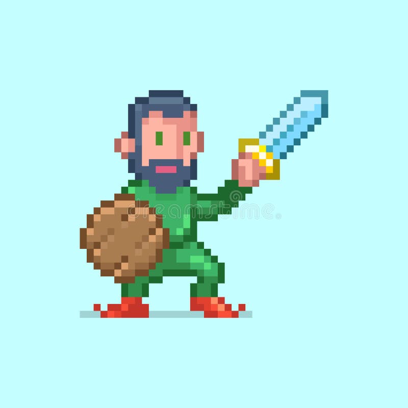 Colorful Simple Vector Pixel Art Illustration of Cartoon Hero with ... Colorful Simple Vector Pixel Art Illustration of Cartoon Hero with ...