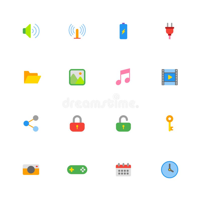 Colorful Simple Web Icon Set Stock Vector - Illustration of colorful ...