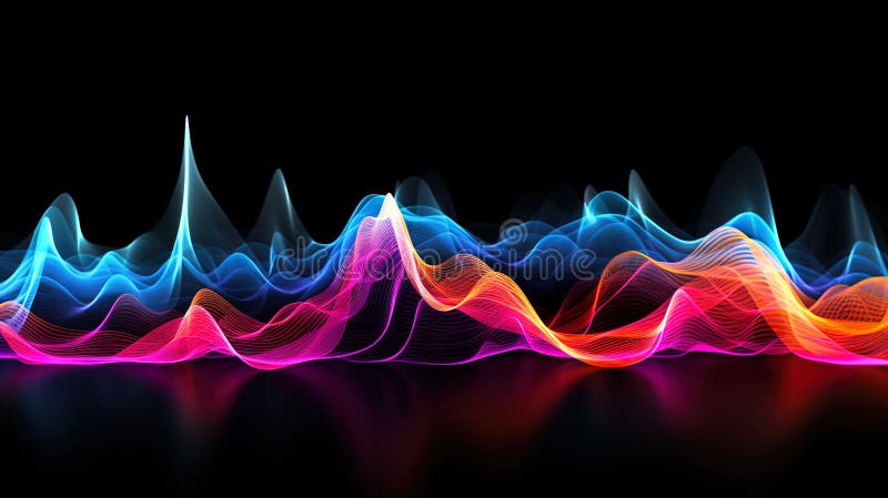 Colorful Sine Waves of Light Spectrum in a Dark Background Stock ...