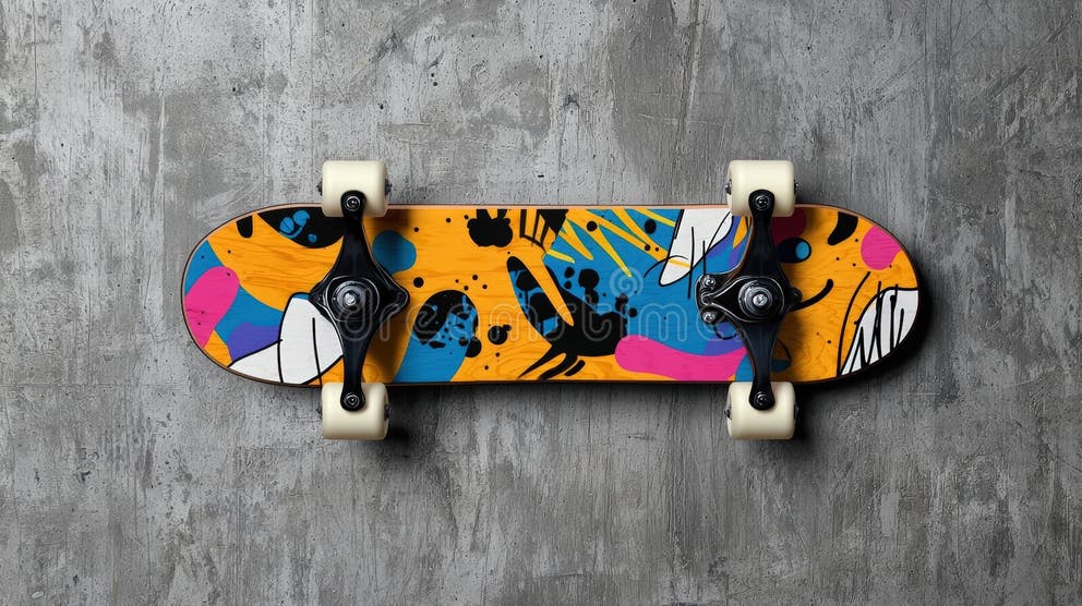 Colorful Skateboard with Artistic Design Stock Illustration ...