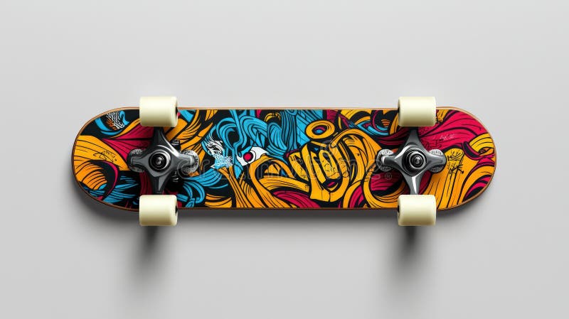 Colorful Skateboard with Intricate Design Stock Illustration ...