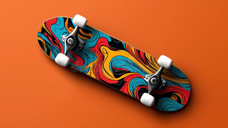Colorful Skateboard on Vibrant Background Stock Illustration ...