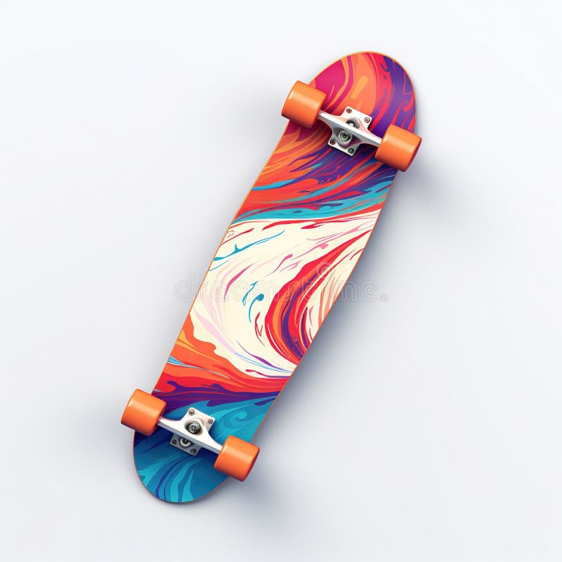 Colorful Skateboard on White Background Stock Illustration ...