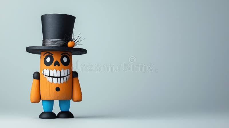 Colorful Skeleton Figure with a Top Hat Isolated on a Light Background ...