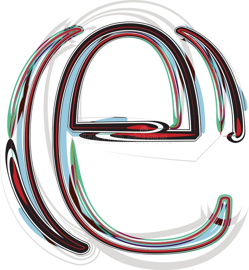 Font Illustration Letter e stock vector. Illustration of brushed ...