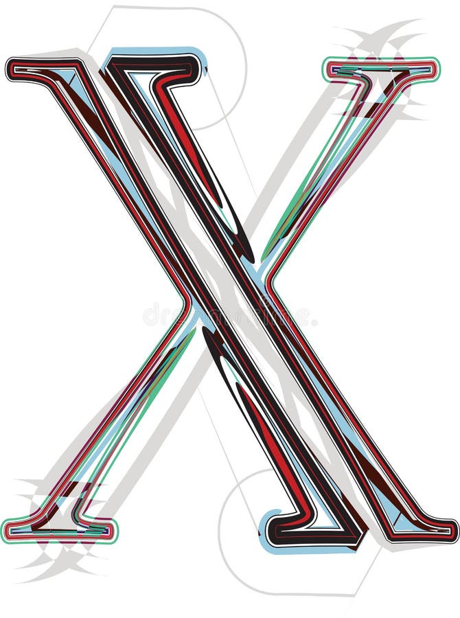 Font Illustration Letter X stock vector. Illustration of brushed ...