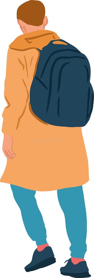 Man with Backpack Take a Step Stock Vector - Illustration of realistic ...