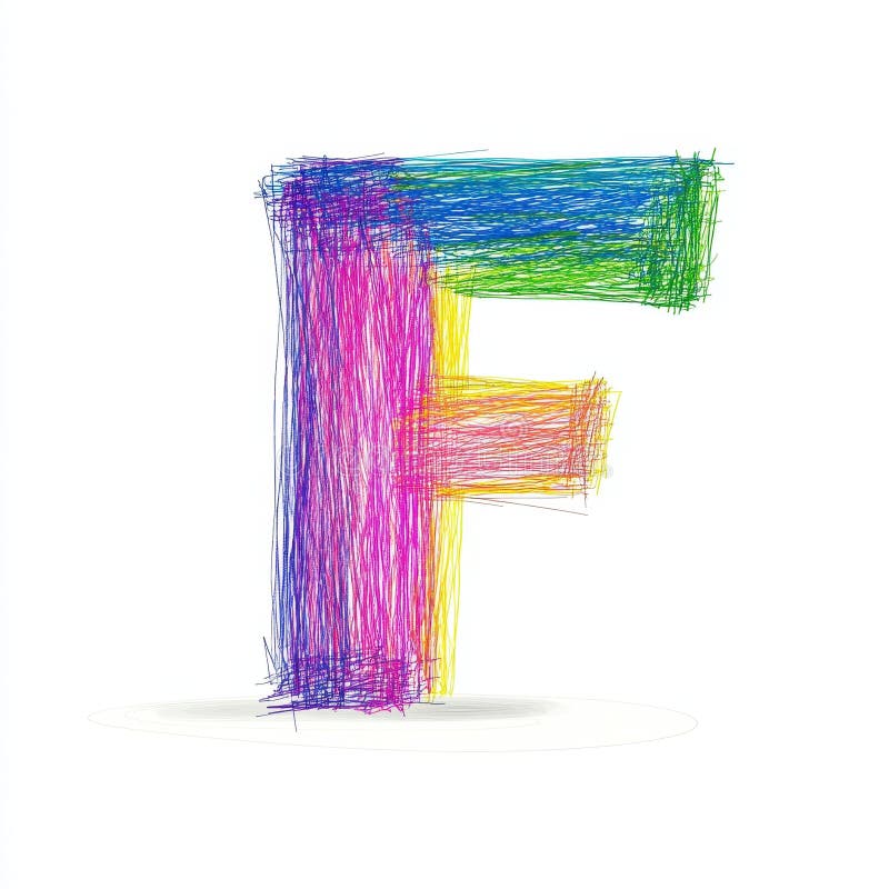 A Colorful, Sketched Letter "F" Created with Vibrant Lines Stock ...