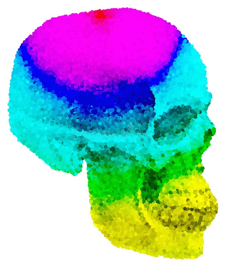Colorful Skull in Profile. Digital Pointillism Stock Vector ...