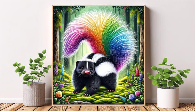 Colorful Skunk Illustration in a Frame Stock Illustration ...
