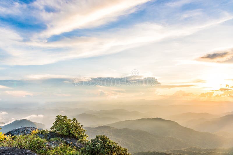 Colorful Sky an Mountain Valley View at Sunset Stock Image - Image of ...