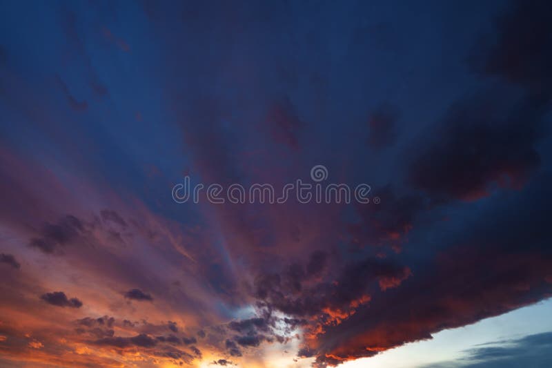 Colorful Sky at Sunset, Wide Angle View Stock Photo - Image of twilight ...