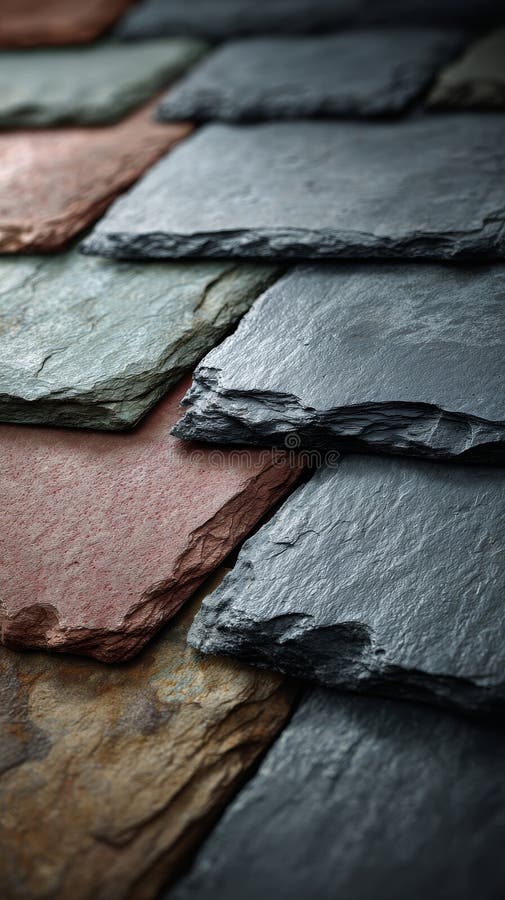 Colorful Slate Tiles with Rough Texture Arranged in Overlapping Pattern ...