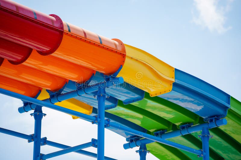 Colorful Slide Tubes at a Water Park Stock Photo - Image of plastic ...