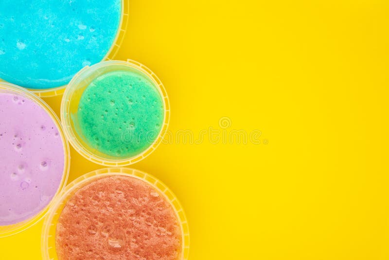 Colorful Slime on Yellow Background Stock Photo - Image of ingredients ...