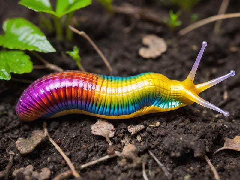A Colorful Slug Crawling on the Ground Stock Illustration ...