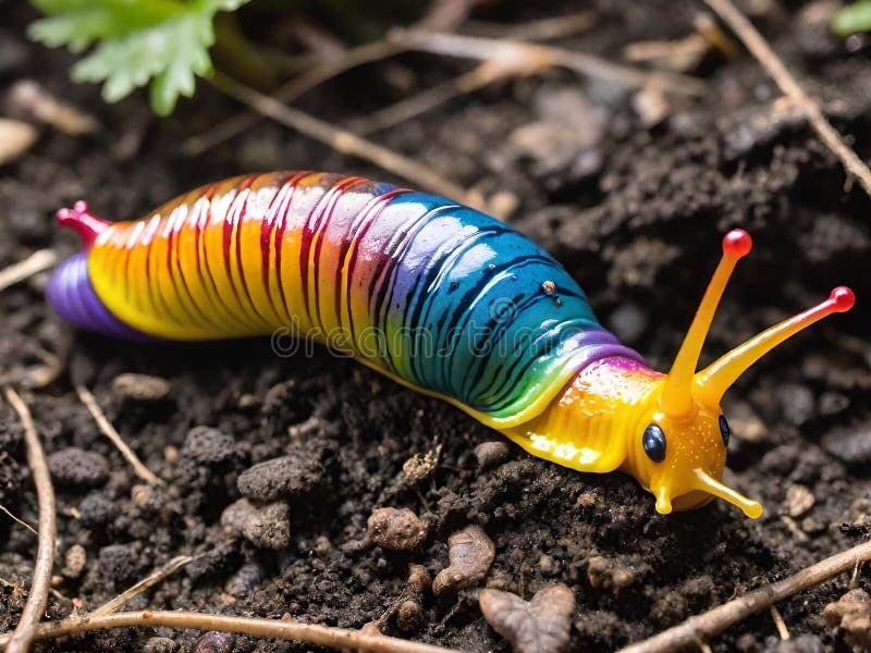 A Colorful Slug Crawling on the Ground Stock Illustration ...