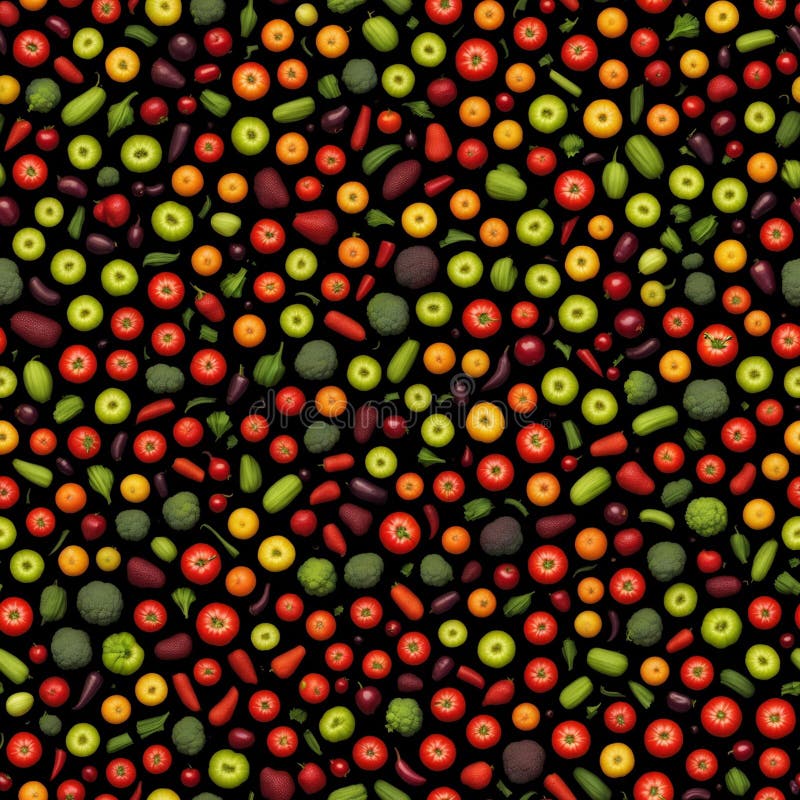Colorful Small Fruits and Vegetables Tile Seamless Repeating Pattern ...