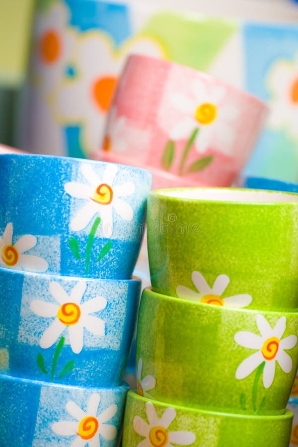Colorful small pots stock image. Image of small, white - 14137911