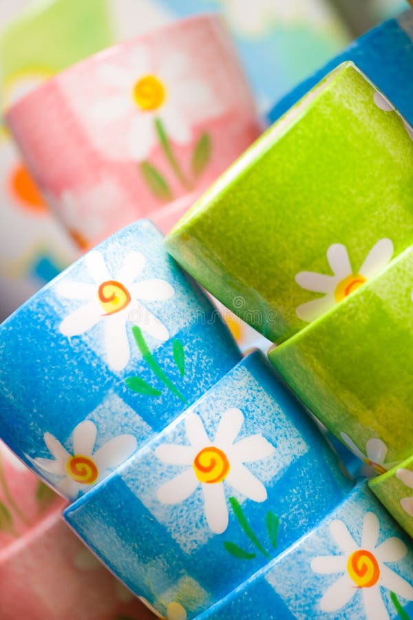 Colorful small pots stock image. Image of color, flower - 14137913