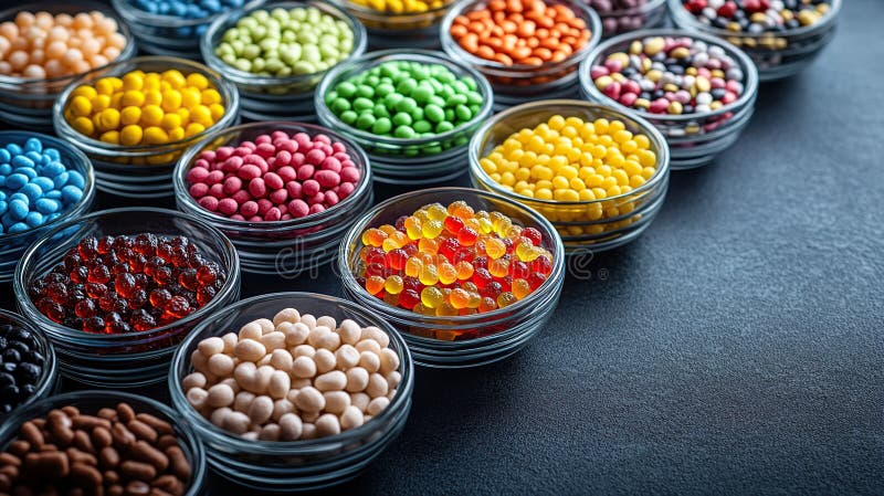 Colorful Small Spheres in Small Glass Dishes Stock Illustration ...