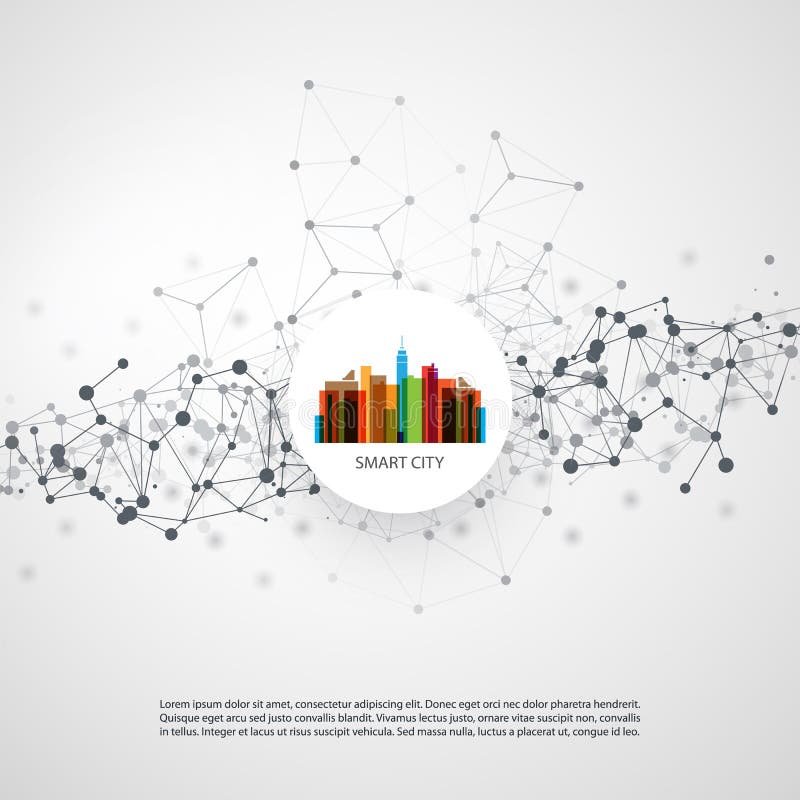 Colorful Smart City Design Concept - Digital Network Connections ...