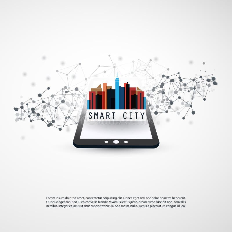 Colorful Smart City Design Concept - Digital Network Connections ...