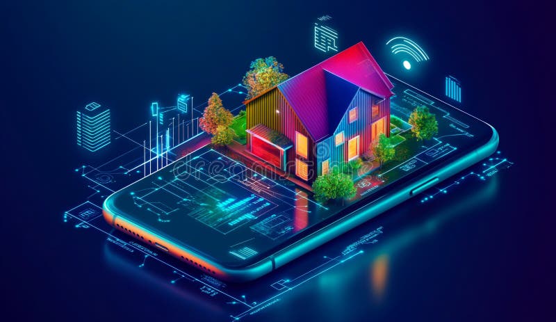 Colorful Smart Home Interface on IPhone Screen with Futuristic ...