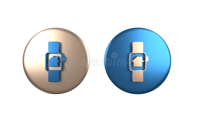 Colorful Smart Home with Smart Watch Icon Isolated on White Background ...
