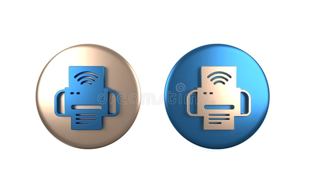 Colorful Smart Printer System Icon Isolated on White Background ...