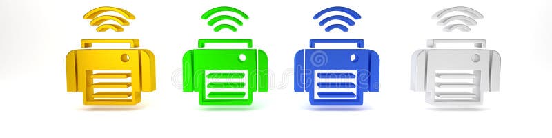 Colorful Smart Printer System Icon Isolated on White Background ...