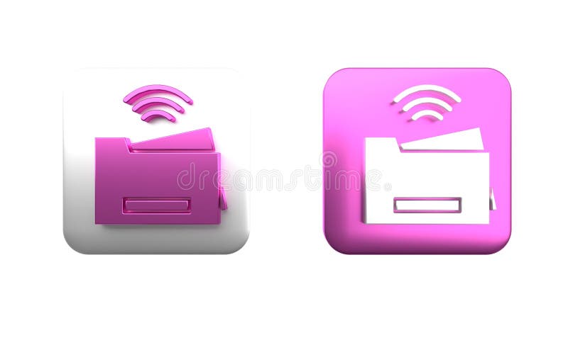 Colorful Smart Printer System Icon Isolated on White Background ...