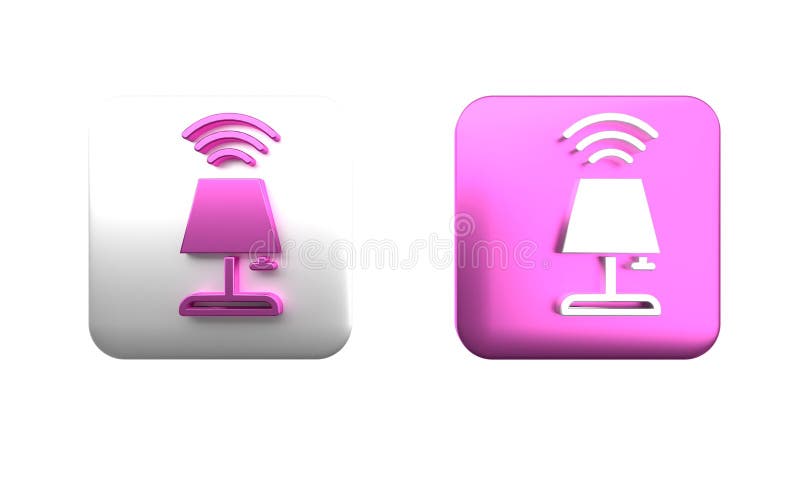Colorful Smart Table Lamp System Icon Isolated on White Background ...