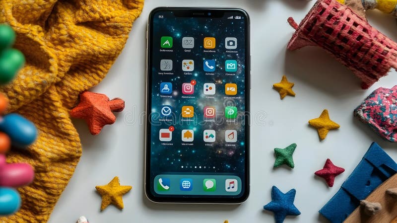 IPhone Home Screen with Colorful Stars Stock Illustration ...