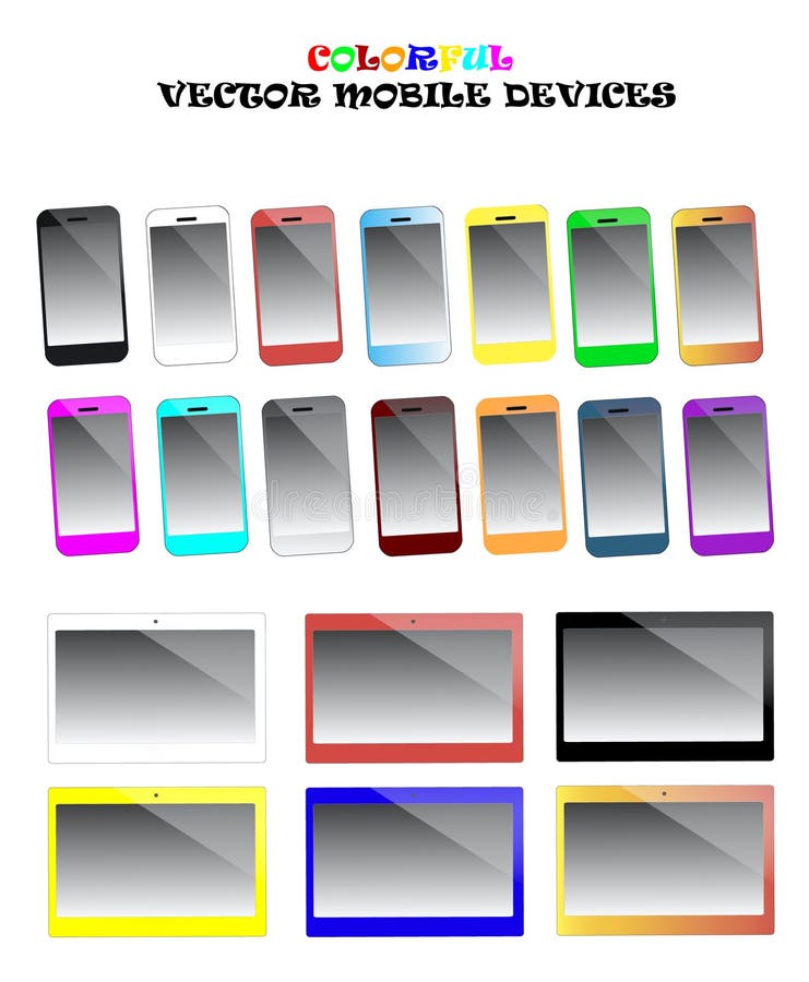 Mobile Devices Sizes Illustration Set Stock Vector - Illustration of ...