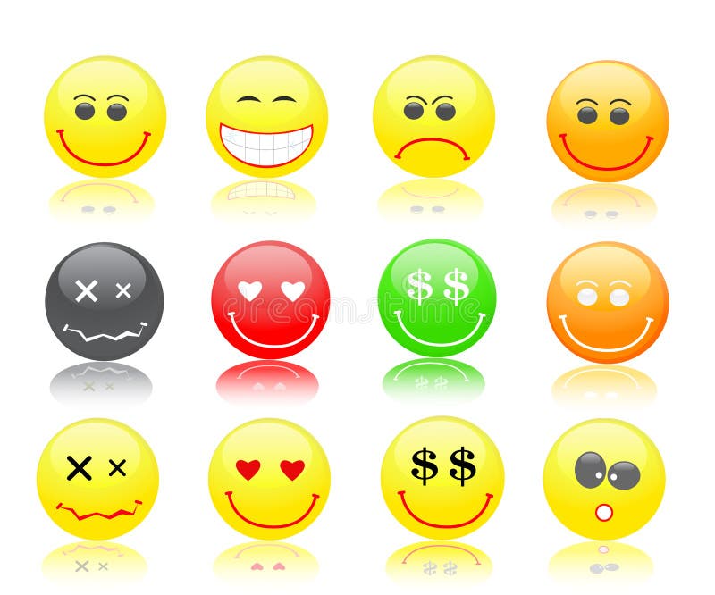 Set of shiny smiles icons stock vector. Illustration of sign - 8634104