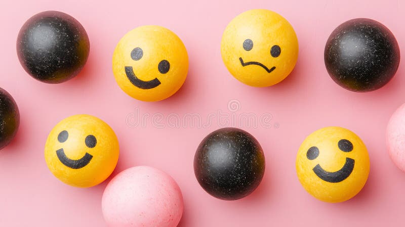Colorful Smiley Balls on a Pink Background Stock Illustration ...