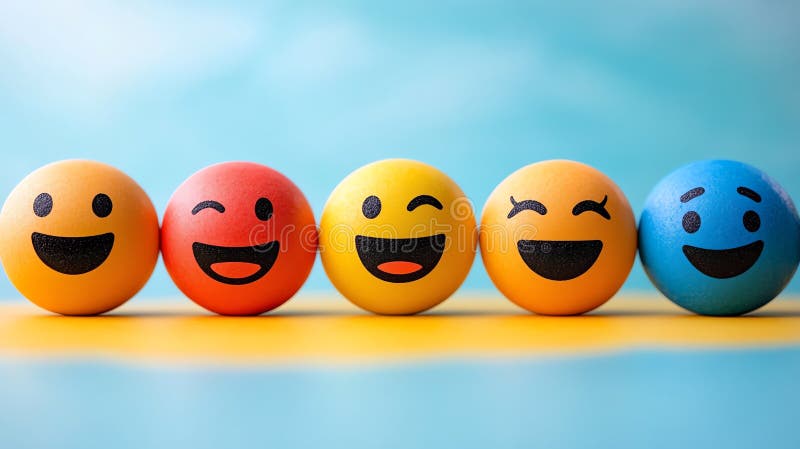 Colorful Smiley Balls Representing Different Emotions in a Joyful ...