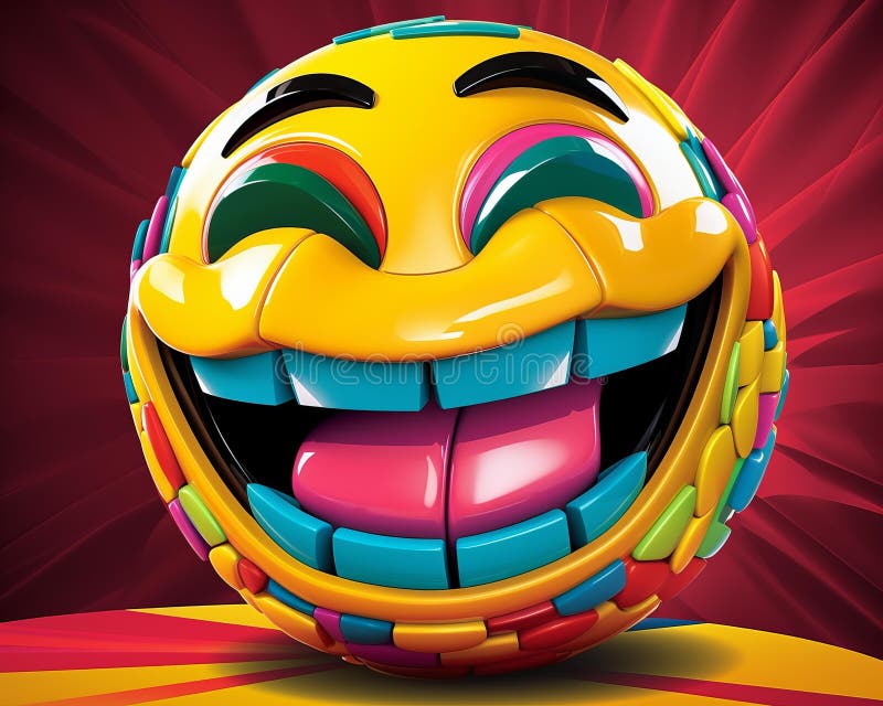 A Colorful Smiley Face with a Big Smile on it Stock Illustration ...