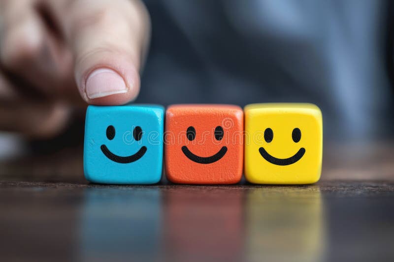 Colorful Smiley Face Blocks Representing Positive Emotions and Feedback ...