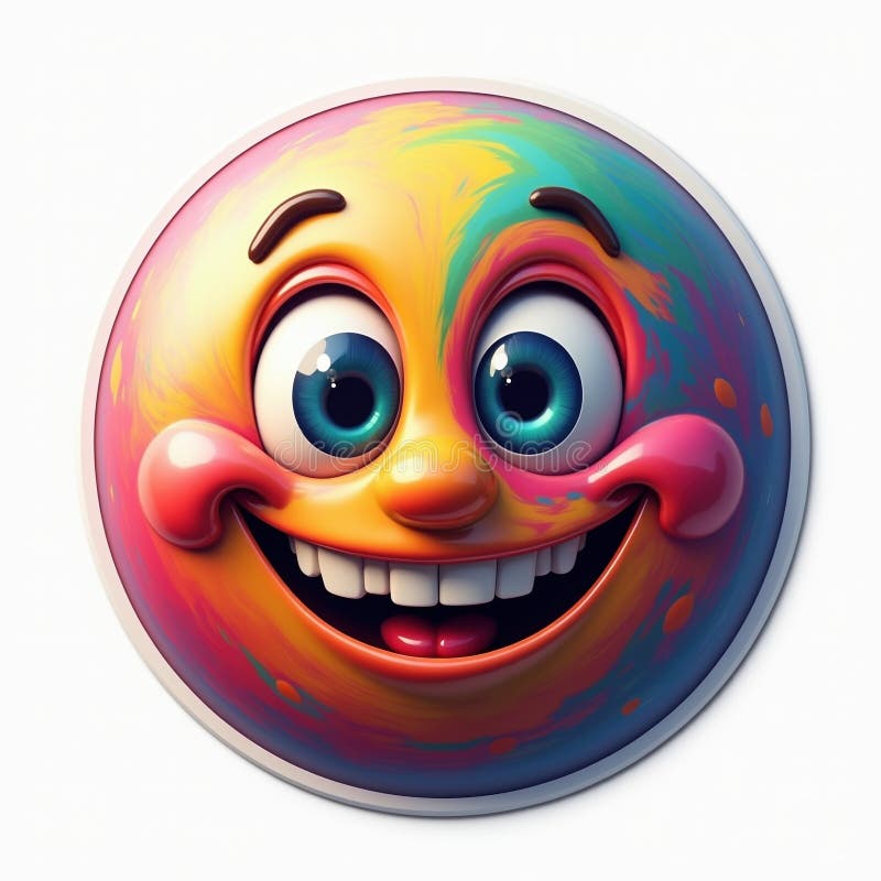 Colorful Smiley Face Emoji stock illustration. Illustration of positive ...