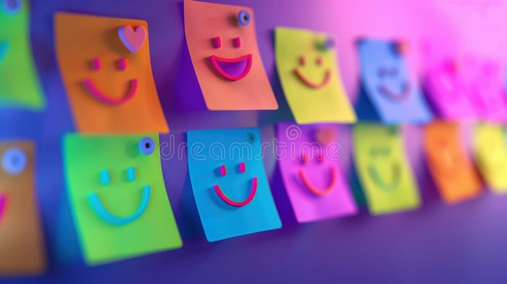 Colorful Smiley Face Post-Its.AI Generated Image Stock Image - Image of ...