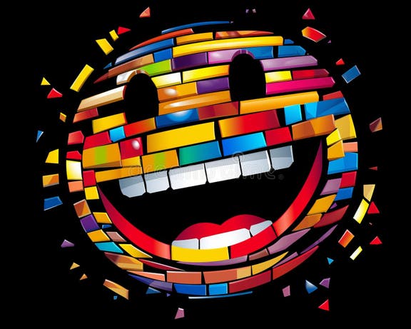 A Colorful Smiley Face Surrounded by Confetti Stock Illustration ...